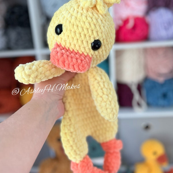 No-sew Dudley Duck Snuggler Crochet PATTERN || Duck Amigurumi Snuggler ...