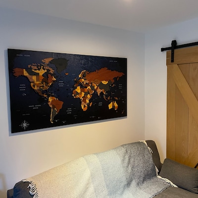 Wooden World Map, Wood Map, Wall Art Decor, Map of the World, 3D World ...