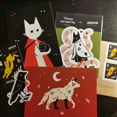 2 Unlikely Friends Wormy and Good Boy Sticker Set Cute Weird Animals ...