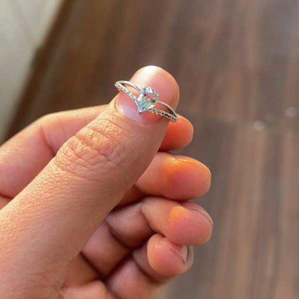 Halo Ruby Lotus Flower Promise Ring, Ruby Statement Ring for Women, Anniversary Promise Ring for ...