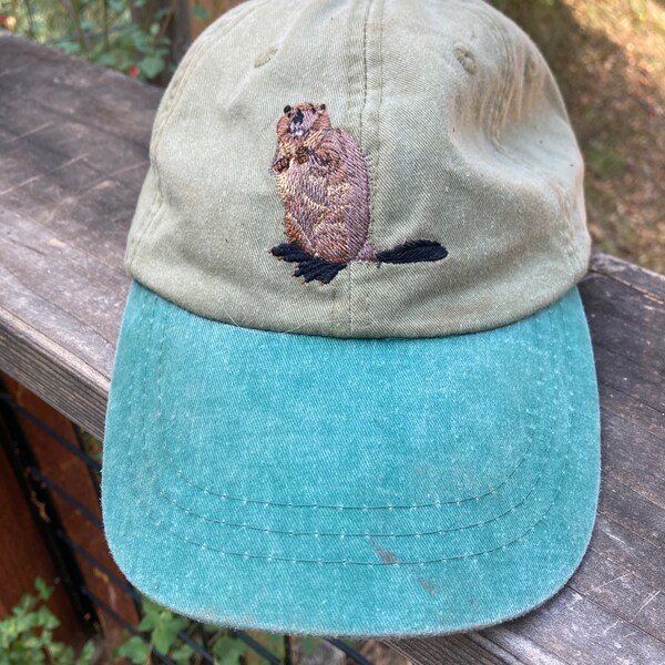 BEAVER Wildlife Hat One Embroidered Men Women Cotton Baseball Cap ...
