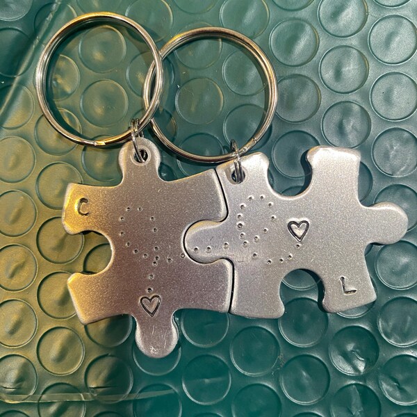 Puzzle Piece Keychains, Couple Keychains, Connected by Heart ...
