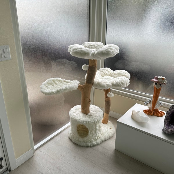 Wooden Cat Tree Tower, Wood Floral Cat Trees, Modern Cat Tree, Cat ...