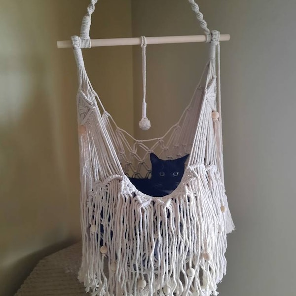 Macrame Hanging Cat Bed, Macrame Cat Hammock, Macrame Cat Basket, Cat ...