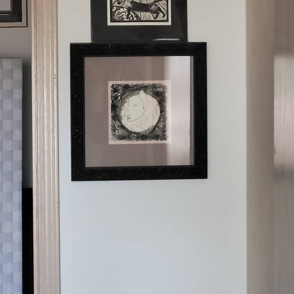 Isadora: Block Print of Interior Scene With a Sweet Siamese Cat. - Etsy