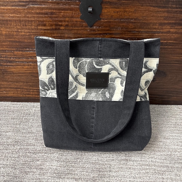 Upcycled Denim Bag Gifted for Ocean Lovers, Recycled Lined Jean Tote ...