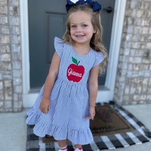 Monogram Back to School Apple Dress for Baby Toddler Girls Kids Apple ...