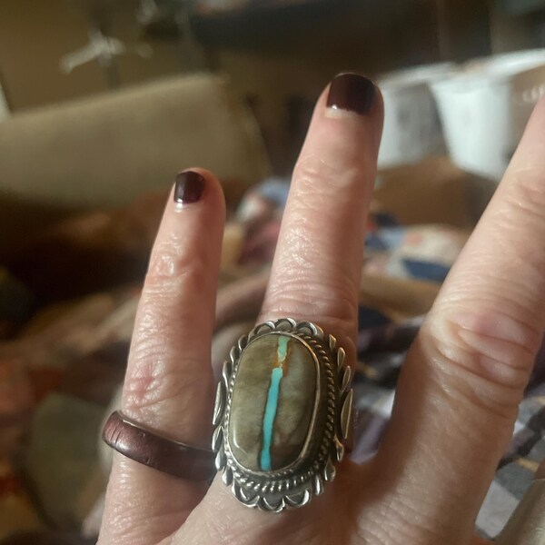 Orange Spiny Adjustable Ring Authentic Native American Handmade Orange Spiny Sterling Silver ...