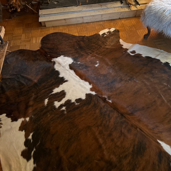 Tricolor Cowhide, Speckled Longhorn Cowhide Rug, Brown and White Hide ...
