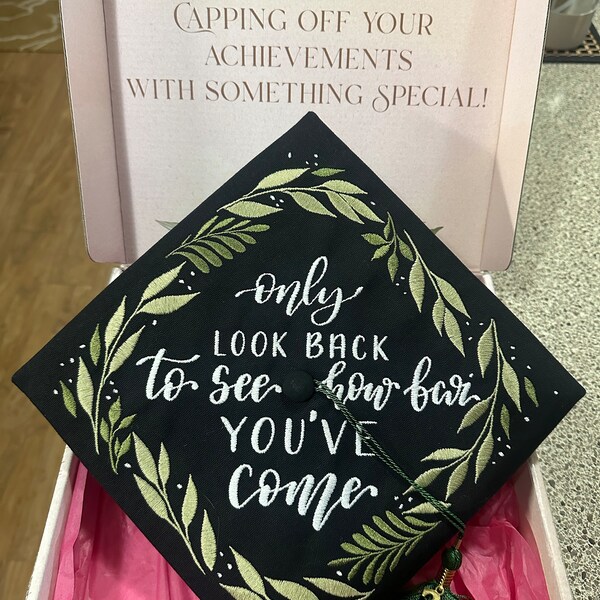 Embroidered Wreath Graduation Cap Topper | Grad Cap Decoration Topper ...