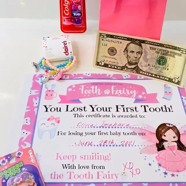 First Lost Tooth Certificate, Tooth Fairy Certificate for Losing First ...