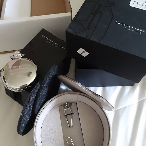 Custom Engraved Silver Dual Opening Pocket Watch - Mechanical Charles ...