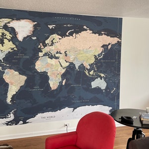 Giant World Map Wall Mural Removable Wallpaper Map of the | Etsy