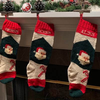 Christmas Stocking Personalized Hand Knit Monogrammed Personalised ...