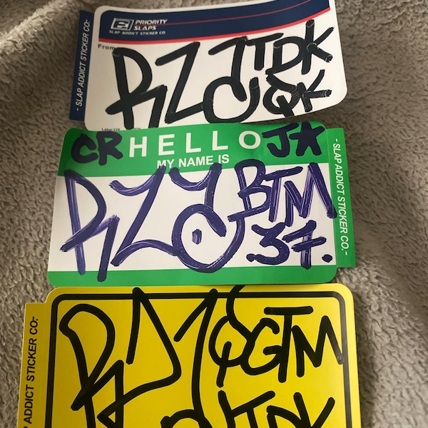 Hello My Name is Green Indestructible Eggshell Graffiti Sticker Pack of ...