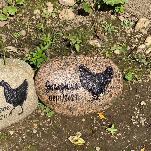 Chicken Pet Memorial Stone, 5”/6" Only, Hen, Rooster, Silkie, Outdoor ...