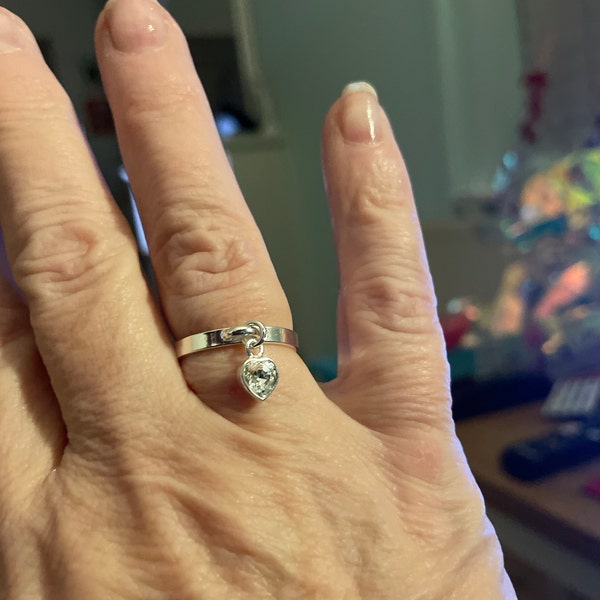 Heart Charm Ring, Birthday Gift, Handmade Gifts, Silver Band Ring ...