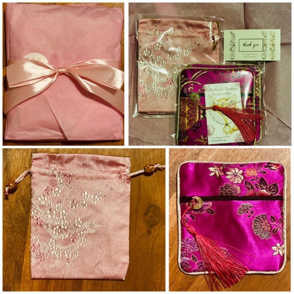 Lux Silk Drawstring Pouch in Soft Pretty Pink, Sakura, Cherry Blossom ...