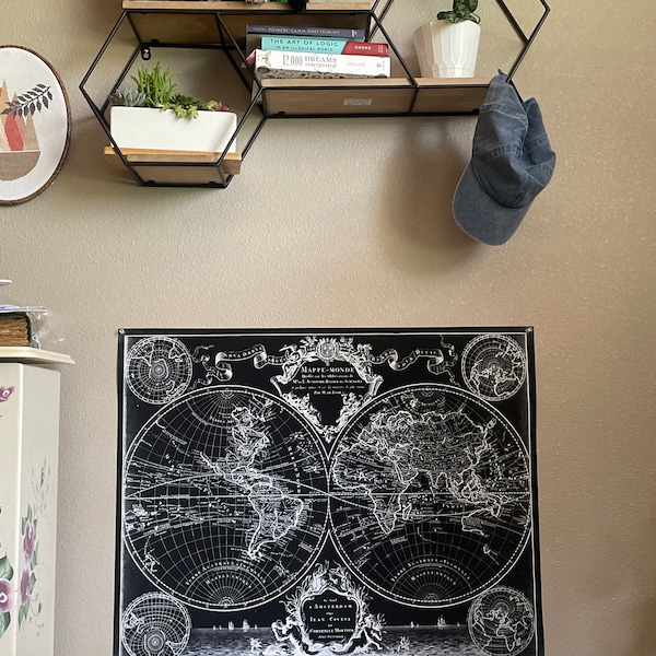 1720 Old World Map,black Map Wall Art, Historic Map Antique Style Map ...