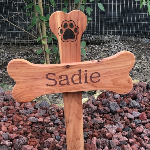 Dog Memorial Cross | Custom Dog Bone Cross | Personalized Pet Grave ...