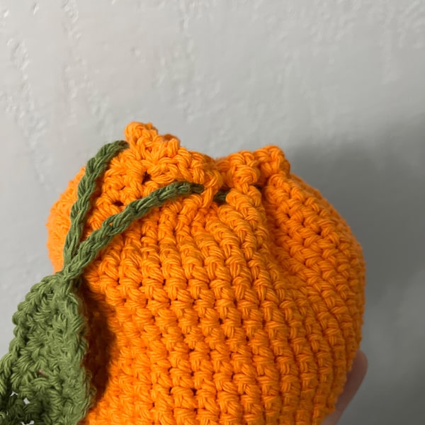 Orange Pouch Crochet Pattern Bag Mini Drawstring Fruit Bag Crochet ...