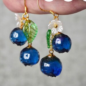Blueberries Earrings, Fruit Earrings, Blueberry Cluster Earrings, Resin ...