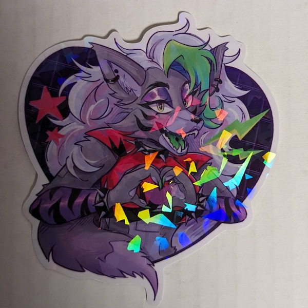 FNAF Roxanne Wolf Sticker 4” Heart Holo | Security Breach Glamrock ...