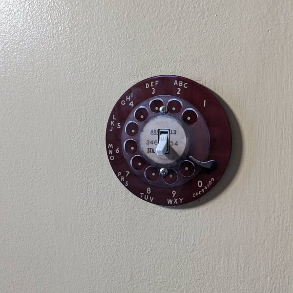 Vintage Dark Red Telephone Dial Precision Laser Cut Toggle and Decora ...