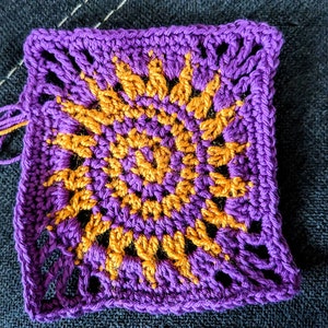 TANGLED Sun Crochet Square Pattern / PDF Written Pattern / English - Etsy