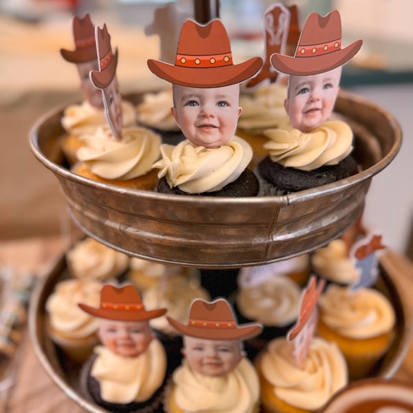 COWBOY Hat Face Cupcake Toppers,cupcake Toppers , Cowboy Hat, Cupcake ...