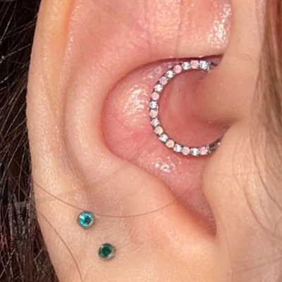 Blue Pink Fire Opal Flower Dermal Anchor Labret Top Conch - Etsy