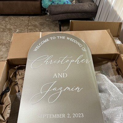 Arch Mirror Acrylic Wedding Welcome Sign Modern Welcome Sign Mirror ...