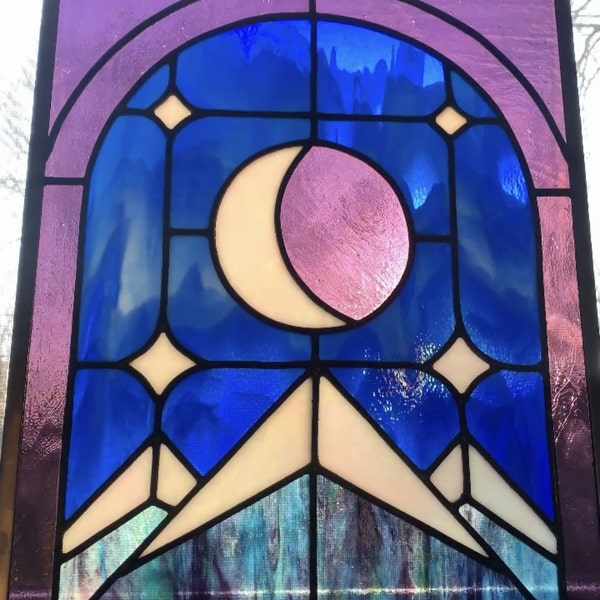 Moon Mountain Arch Stained Glass Pattern, Beginner Stained Glass ...