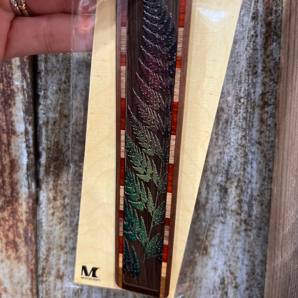 Sword Fern Wooden Bookmark Handmade Engraved With Added Color - Made in ...