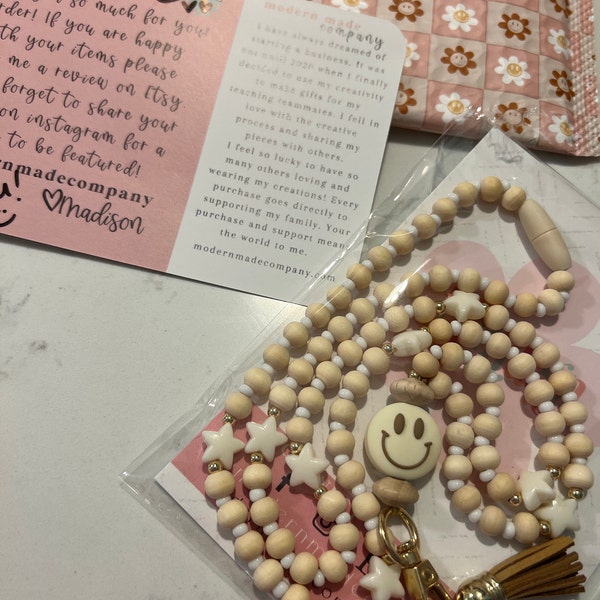 Happy + Stars Teacher Lanyard, Teacher Gift, Badge Necklace, Fun ...