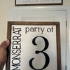 Party of 3 Sign, Family Name Sign, 3D Number Sign, Last Name Sign ...