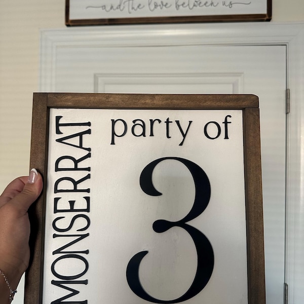 Party of 3 Sign, Family Name Sign, 3D Number Sign, Last Name Sign ...