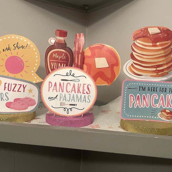 Printable Pancakes and Pajamas Photo Booth Props, Photo Props, Digital ...