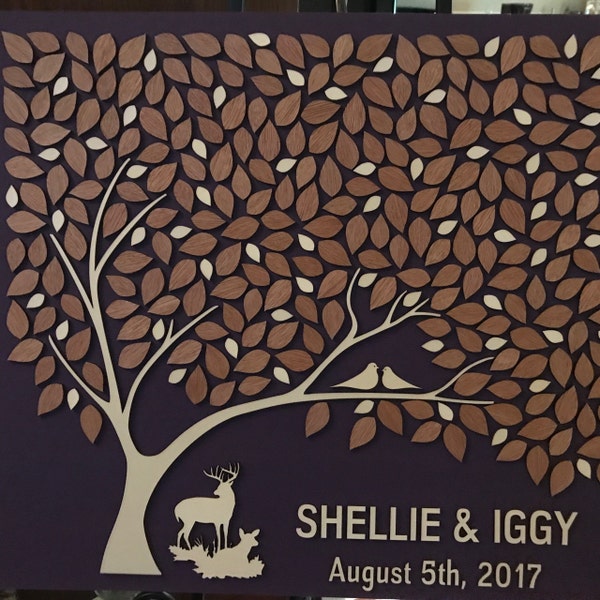 3D Wedding Guest Book Alternative Tree Wood Custom Unique Guest Book ...