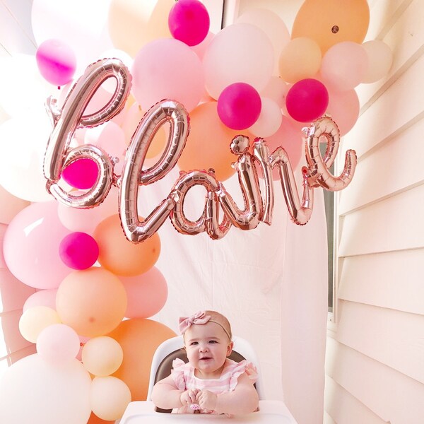 16" ROSE GOLD Script Letter Balloons - Create Your Balloon Banner ...