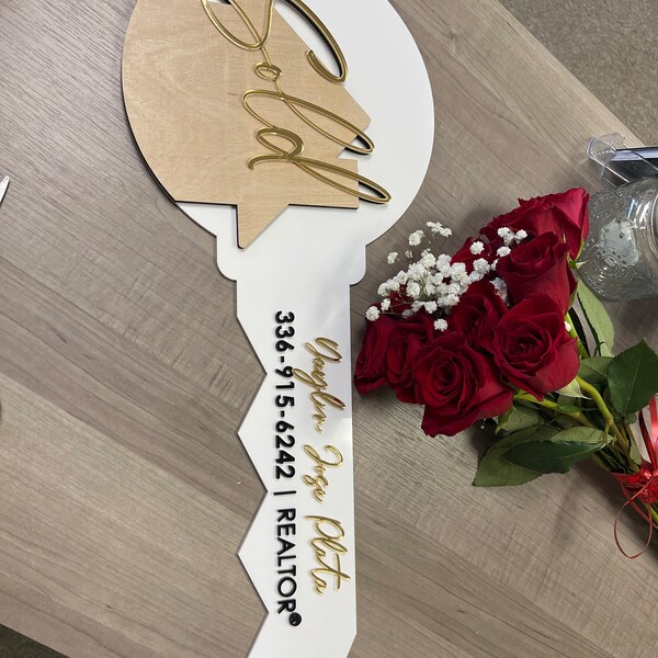 Personalized Realtor Key | Closing Realty | House Sold Acrylic and Wood ...