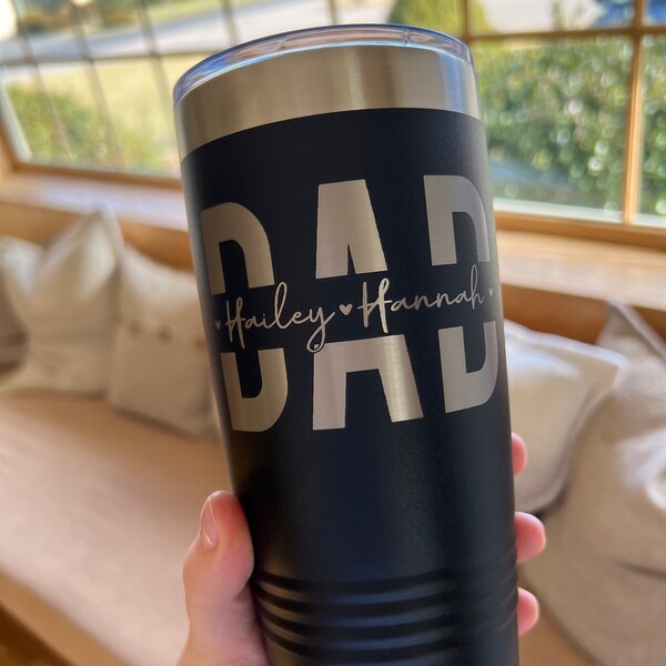 Dad Tumbler With Kids Names, Personalized Dad Cup, Daddy Tumbler, Dad ...