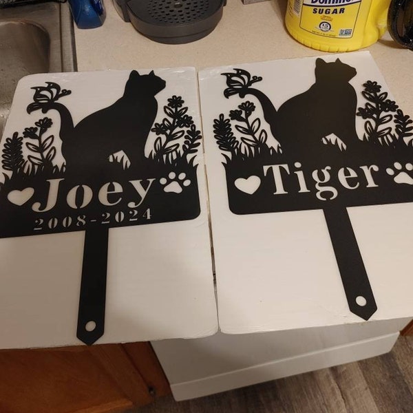 Custom Pet Metal Garden Decor, Personalised Cat With Stakes Garden Sign ...