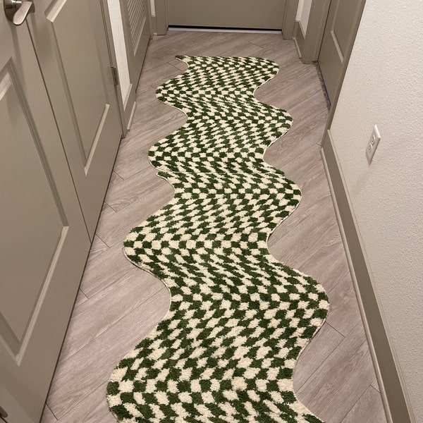 Funky Checkered Rug: Groovy Retro Polyester Runner - Etsy
