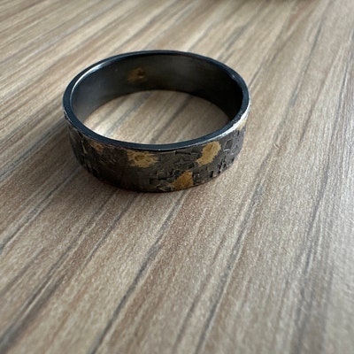 6mm 24K Gold Keum Boo Rustic Ring, Silver&gold Rustic Ring, Unisex ...