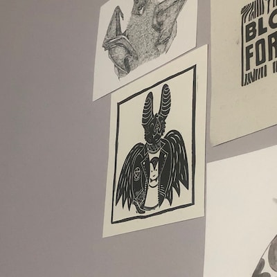 Vampire Bat Linocut Print From My 'horror High' - Etsy UK