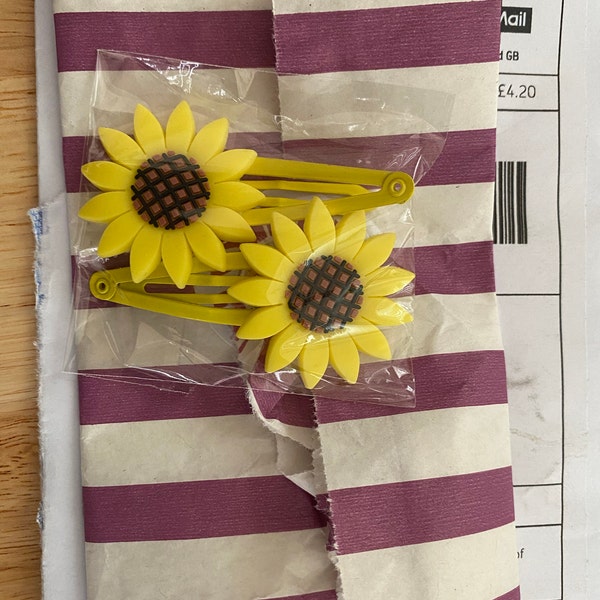 Large Sunflower Snap Clips - Pack of 2 - Yellow - Etsy