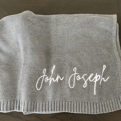 Embroidered Personalized Knitted Baby Blanket - Etsy