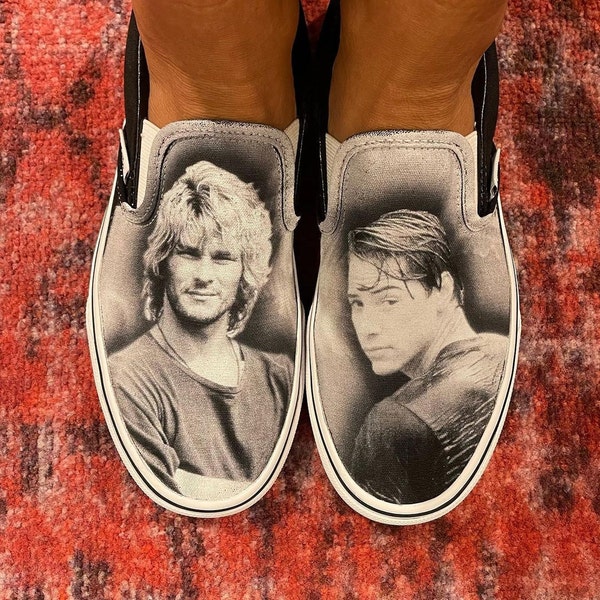Custom Point Break Inspired Black Slip on Vans (keanu Reeves / Patrick ...