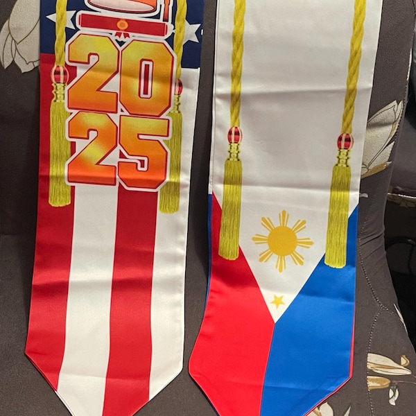 Custom Class of 2025 Stoles, Mixed Country Flag Graduation Stoles Sash ...